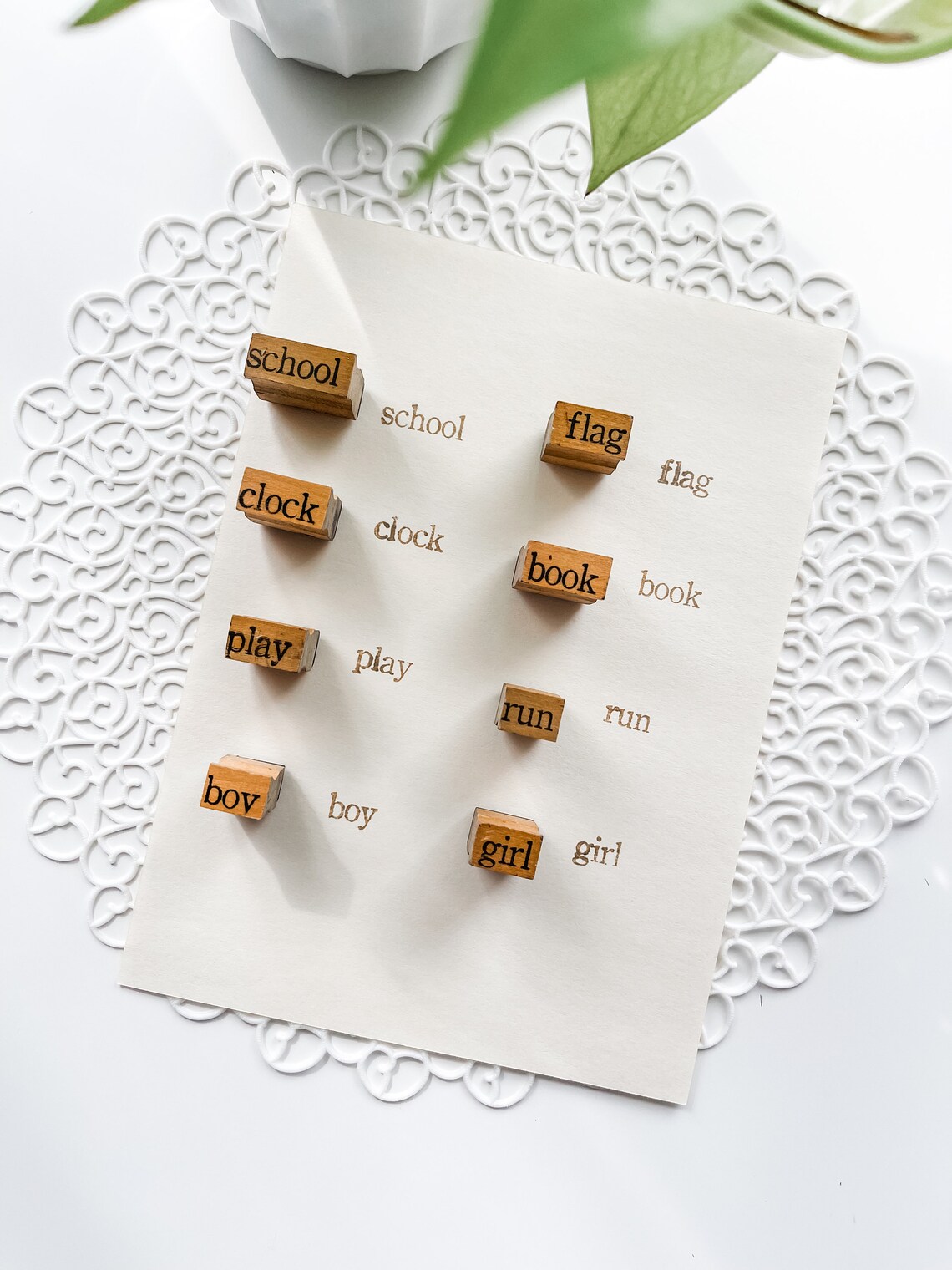 School-themed Word Stamp Pack - Vintage Wooden Handled Rubber Stamps ...