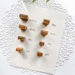 School-themed Word Stamp Pack - Vintage Wooden Handled Rubber Stamps ...