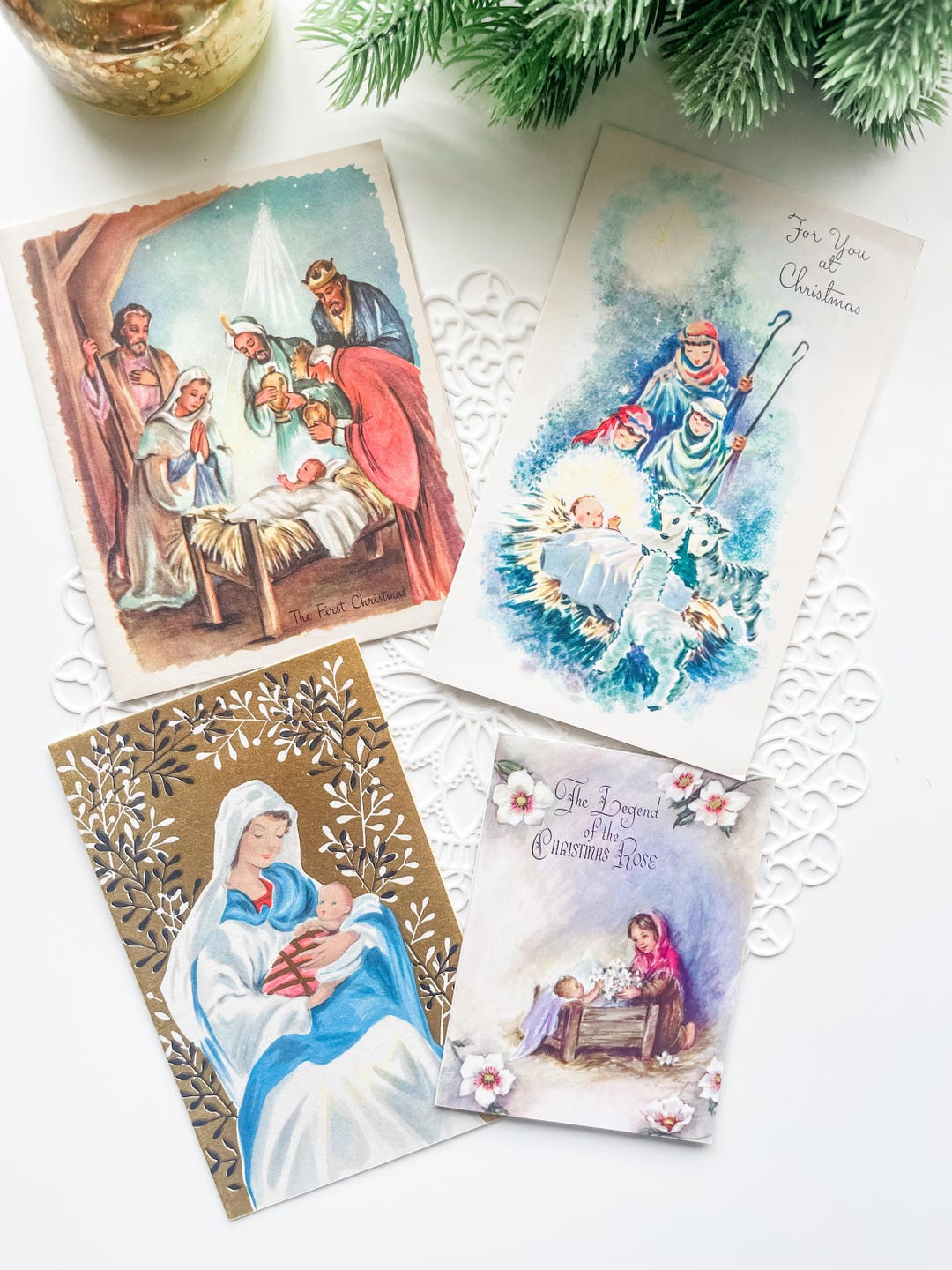 4 Used Vintage "baby Jesus" Greeting Card Pack - Christmas Greeting ...
