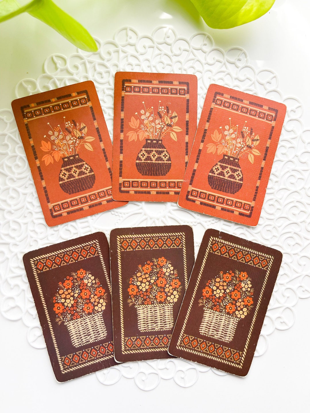 Pretty Vintage Autumn Floral Playing Card Pack Ephemera Junk Journal ...