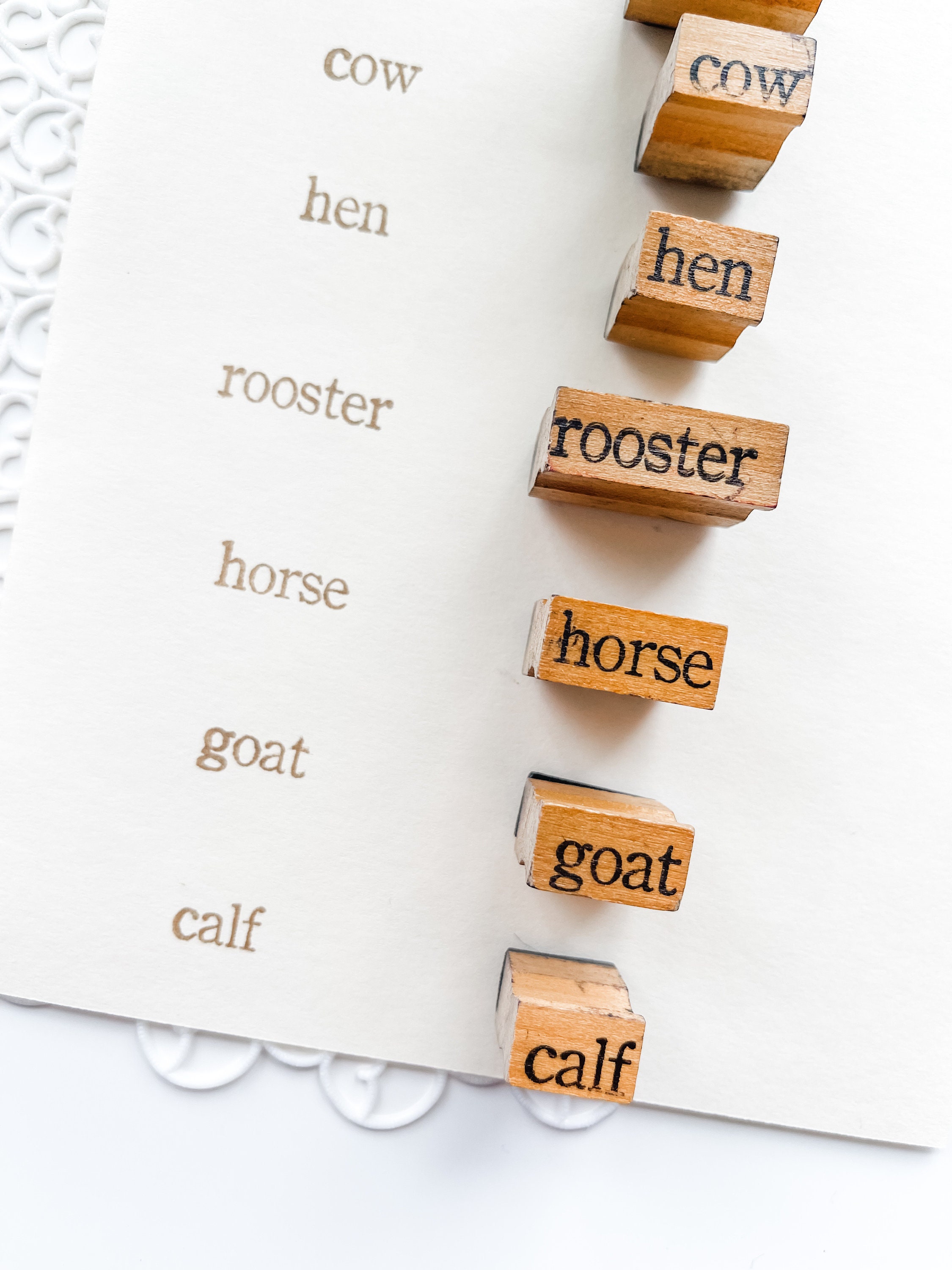 Farm-themed Word Stamp Pack - Vintage Wooden Handled Rubber Stamps ...