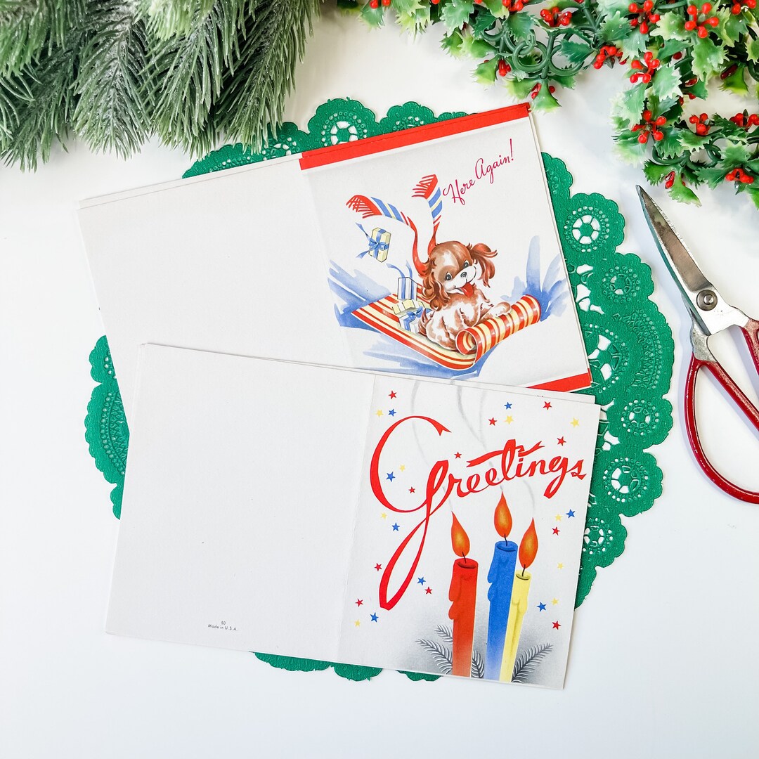 4 Vintage Unused and Unfolded Note Cards - Christmas Stationery ...