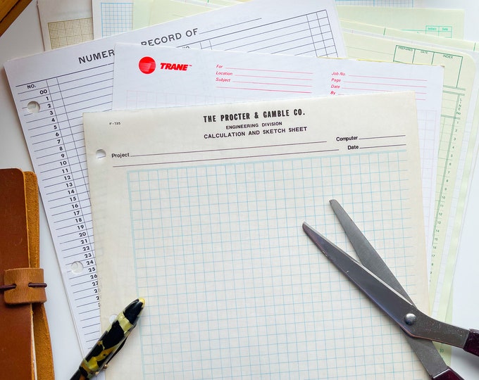 Vintage Full Sheet Graph Paper Variety Pack 15 Pieces Vintage Journal ...