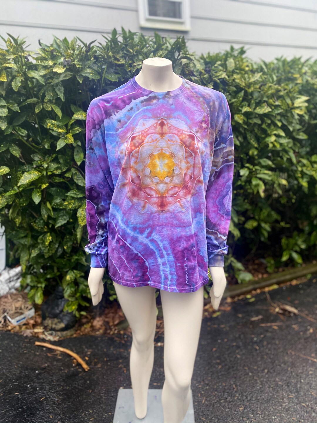 Tie Dye Long Sleeve Shirt Tie Dye T-shirt Tie Dye Loungewear Boho Clothing Hippie Clothes Hand ...
