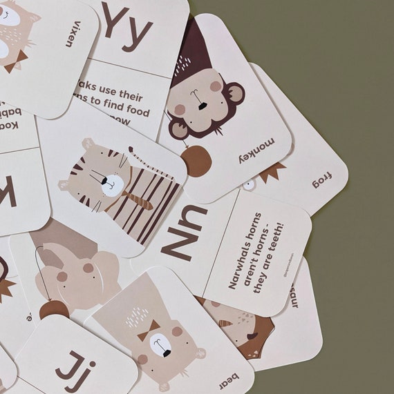 Animal Alphabet Flashcards A to Z Preschool Learning Cards - Etsy UK
