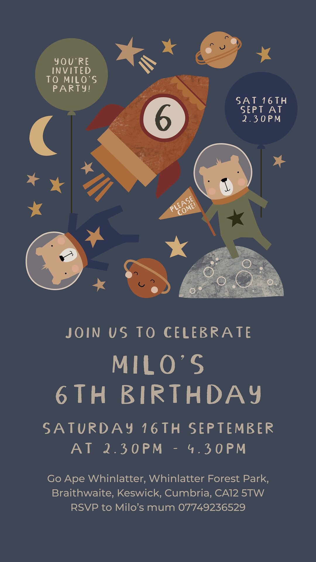 DIGITAL Download Space Theme Party Invite, Astronaut Kids Party, Outer ...