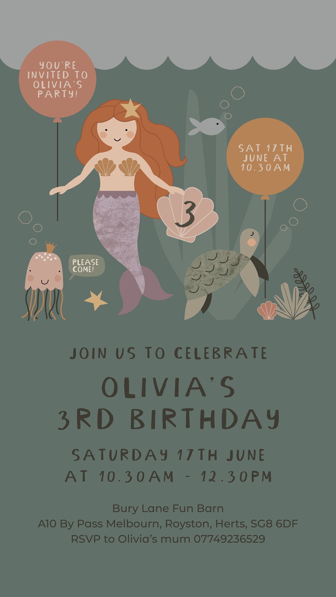 DIGITAL Download Mermaid Party Invite, Little Mermaid Theme, Under the ...