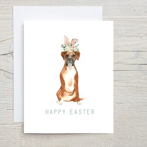 Cute Boxer Dog Greeting Card, Happy Easter, Spring Greeting Card, Cute ...