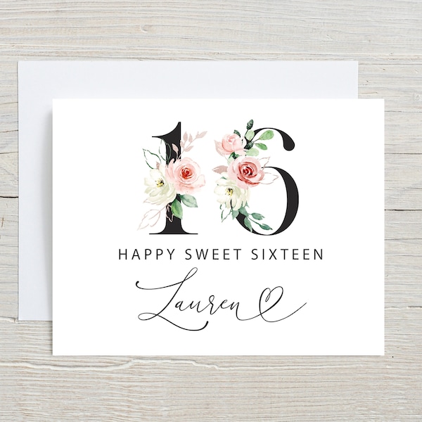 Sweet 16 Customized Birthday Card - Etsy