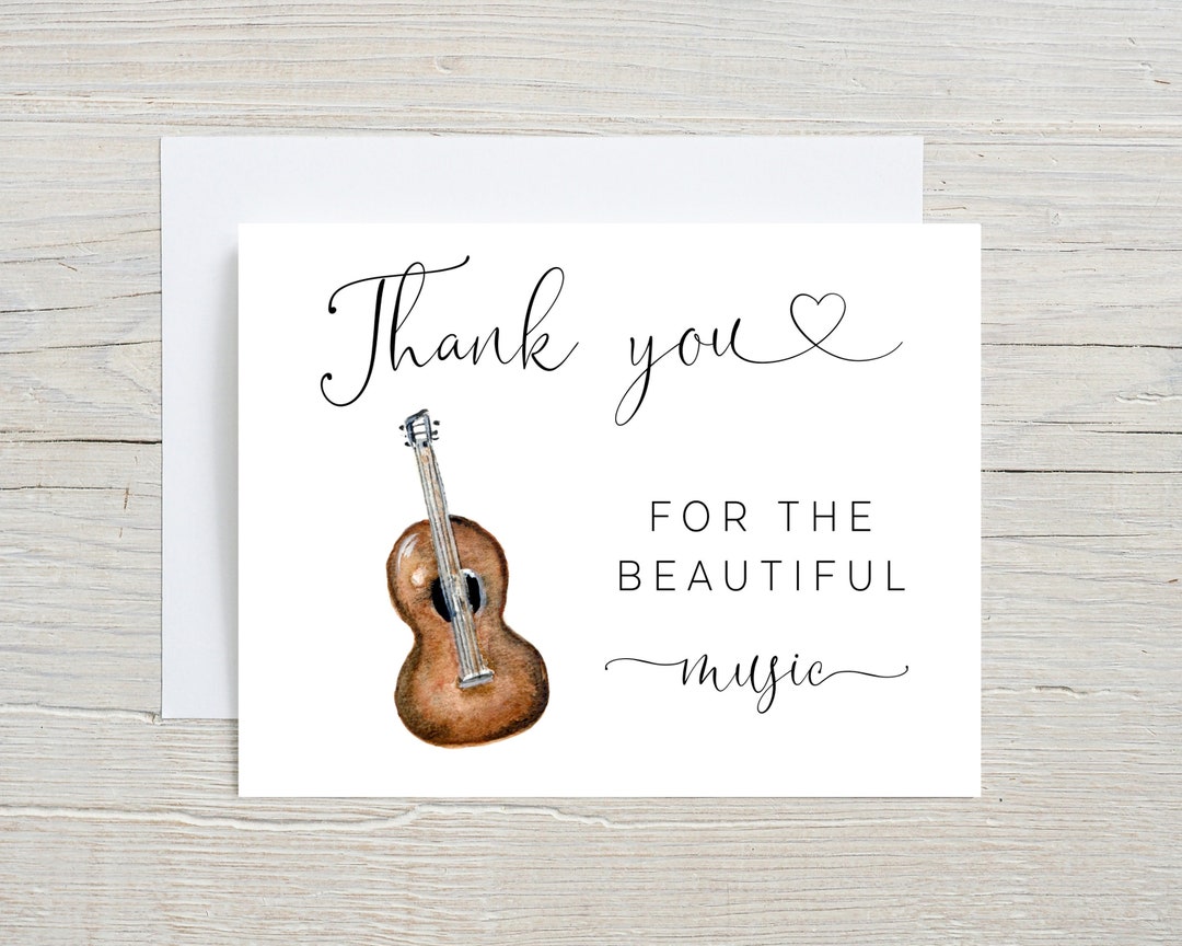 Thank You for the Beautiful Music, Guitarist Thank You Card, Card for ...