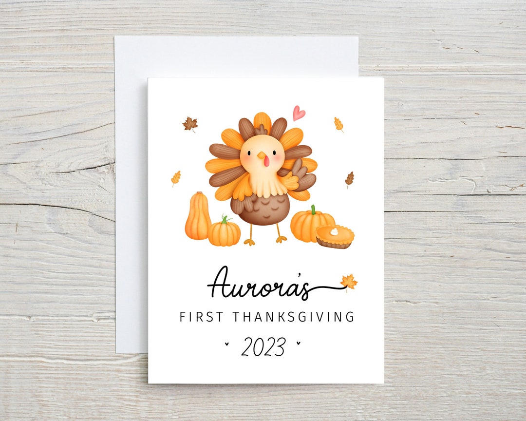 Babys First Thanksgiving Card, Personalized Thanksgiving Card for Son ...