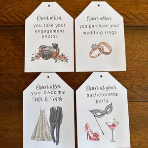 Wedding Planning Milestones, Engagement Gift, Watercolor Wine Tags ...