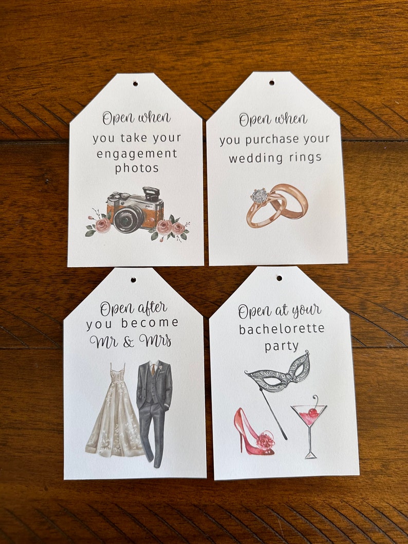 Wedding Planning Milestones, Engagement Gift, Watercolor Wine Tags ...