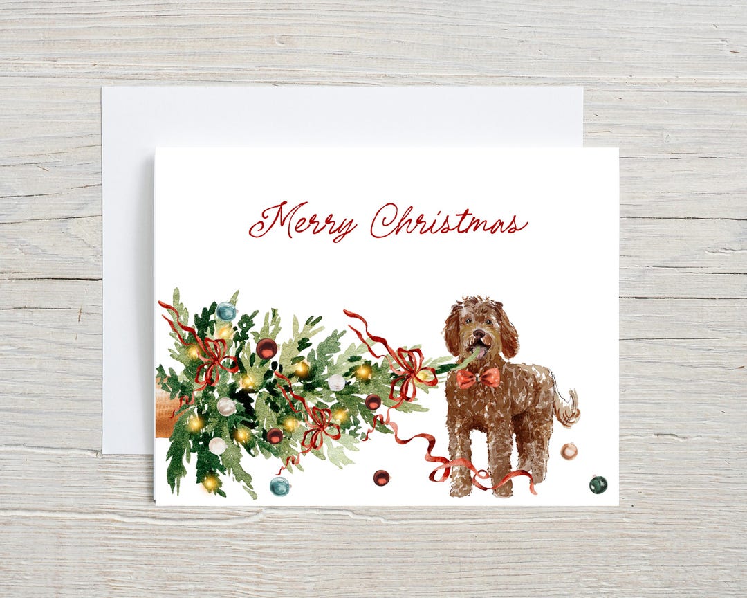 Labradoodle Christmas Cards: Dog With Tree, Holiday Box Set - Etsy