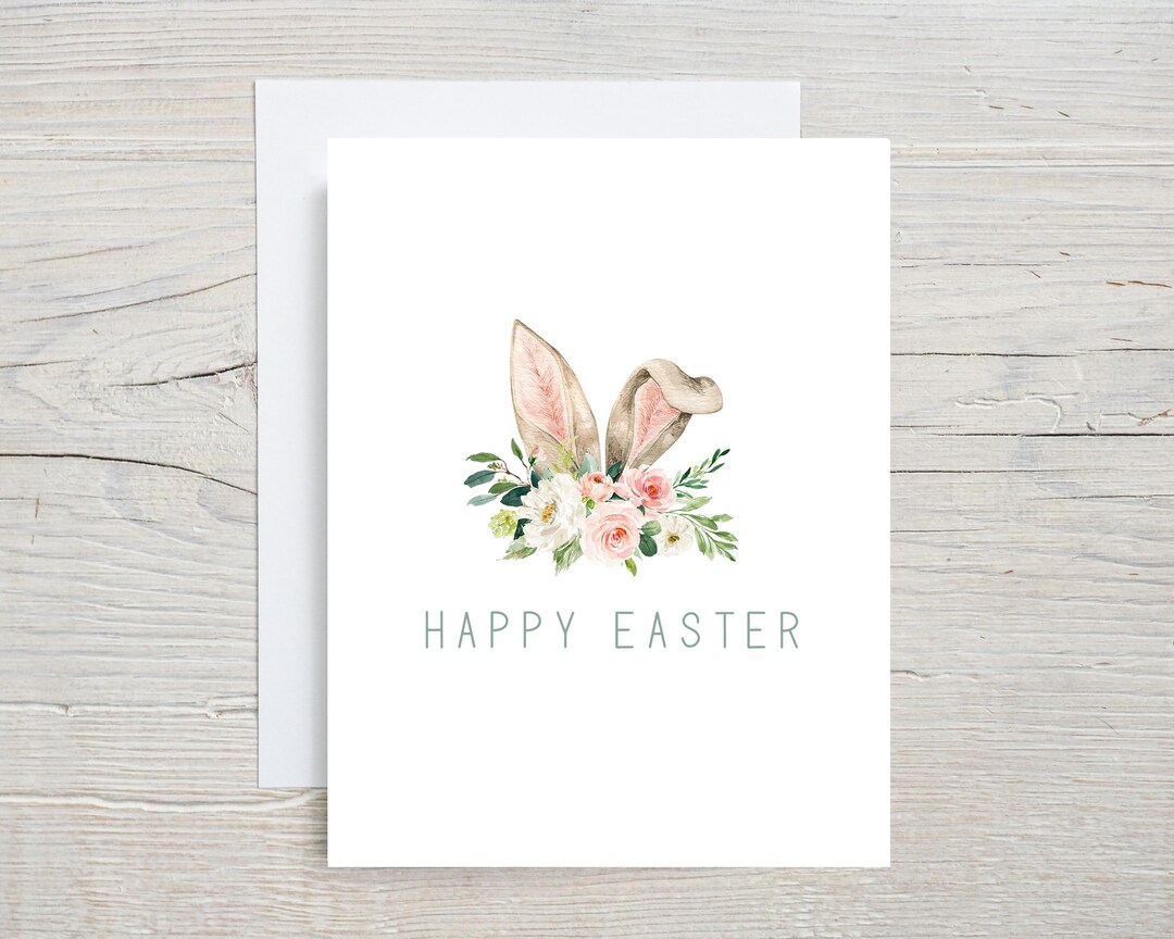 Happy Easter Card, Bunny Ears Greeting Cards, Card Set, Handmade Easter ...