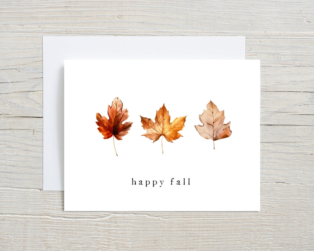 Autumn Leaves Happy Fall Greeting Card Thanksgiving - Etsy