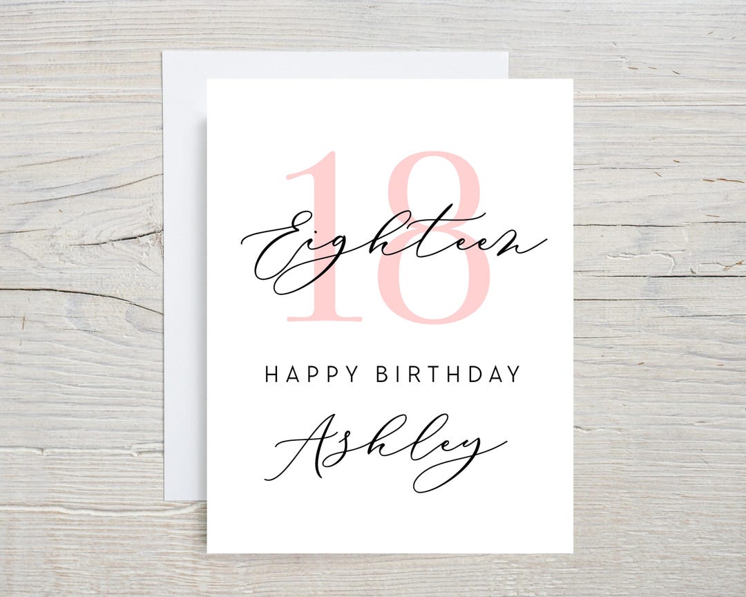 18 Birthday Card, Eighteen Birthday Card, Friend Birthday Card, 18th ...