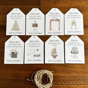 Wedding Planning Milestones, Engagement Gift, Watercolor Wine Tags ...
