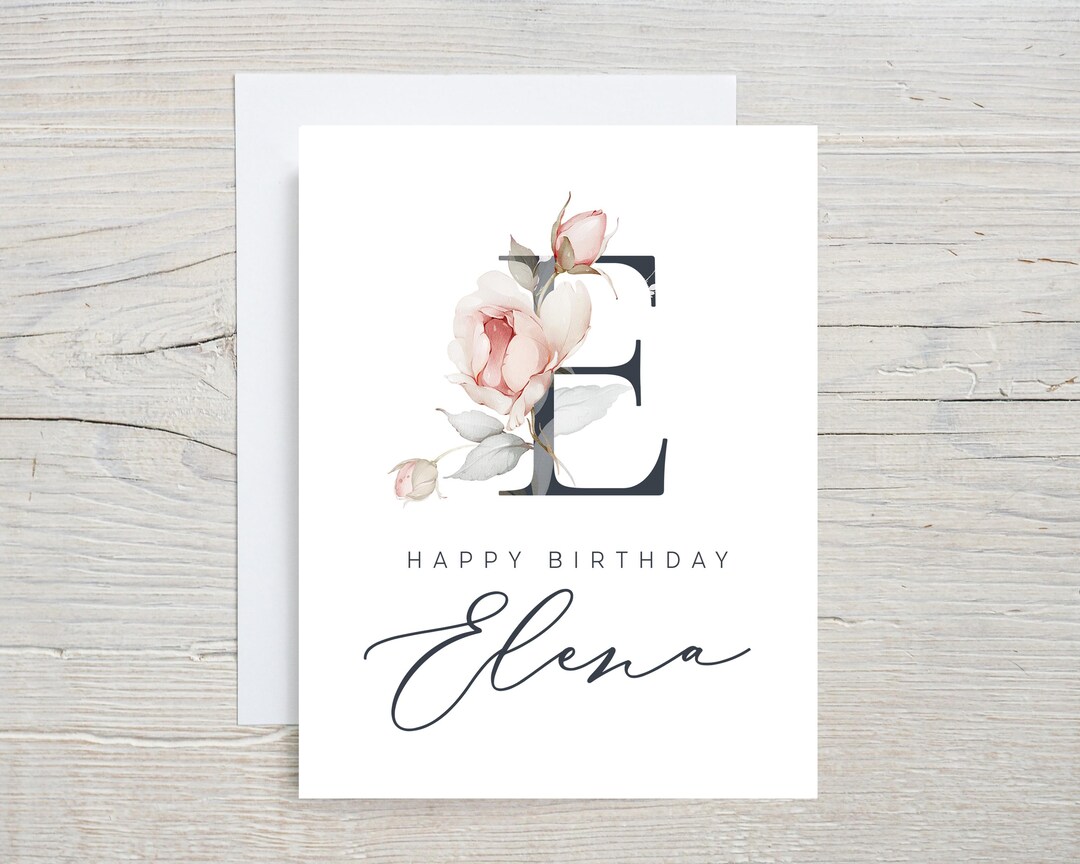 Personalized Floral Birthday Card: Custom Name Birth Date Card, Any Age ...