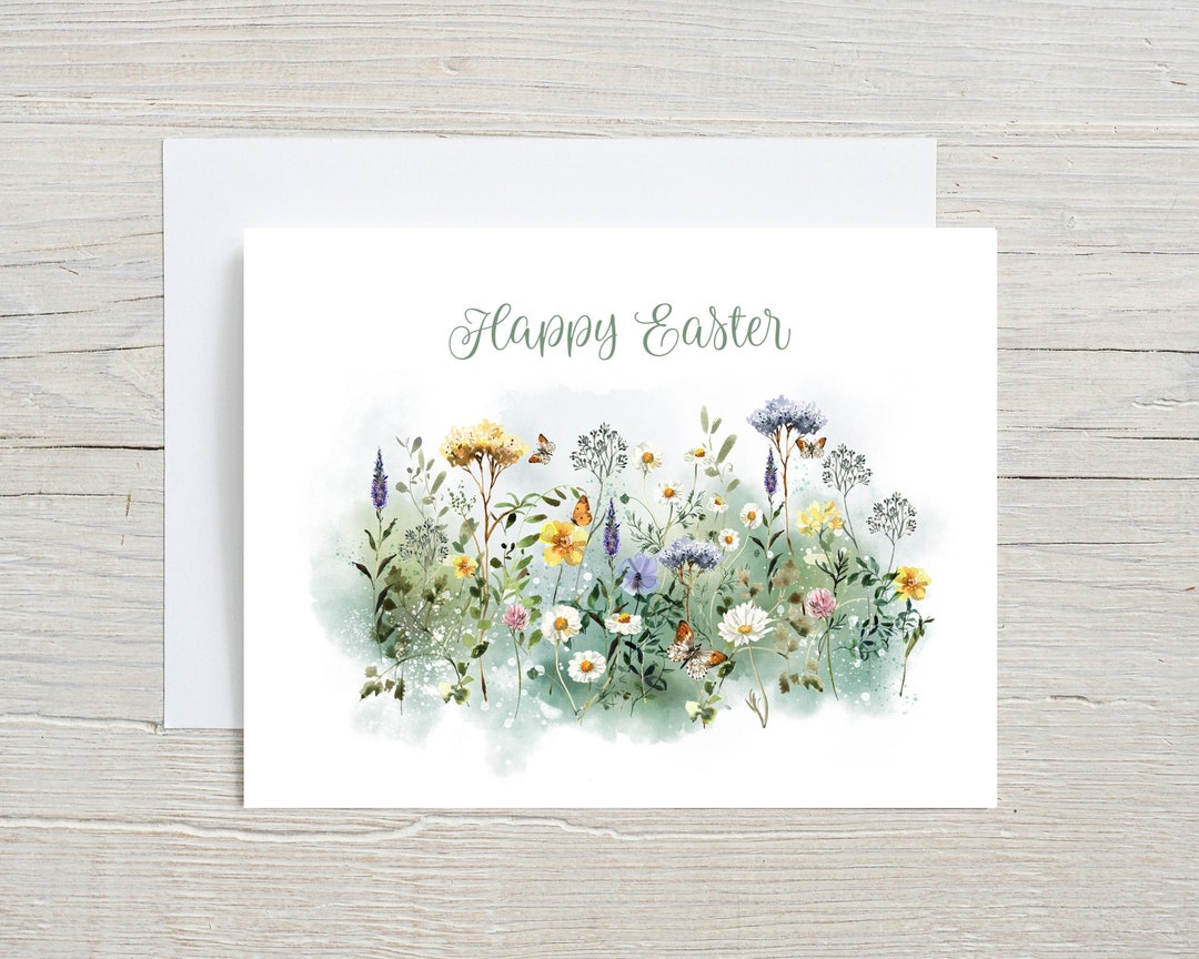Watercolor Wildflower Easter Card Set: Spring Meadow Greeting - Etsy