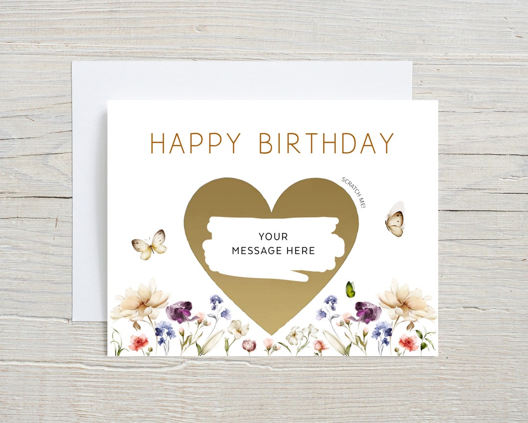 Happy Birthday Scratch off Card, Surprise Message, Surprise Gift ...