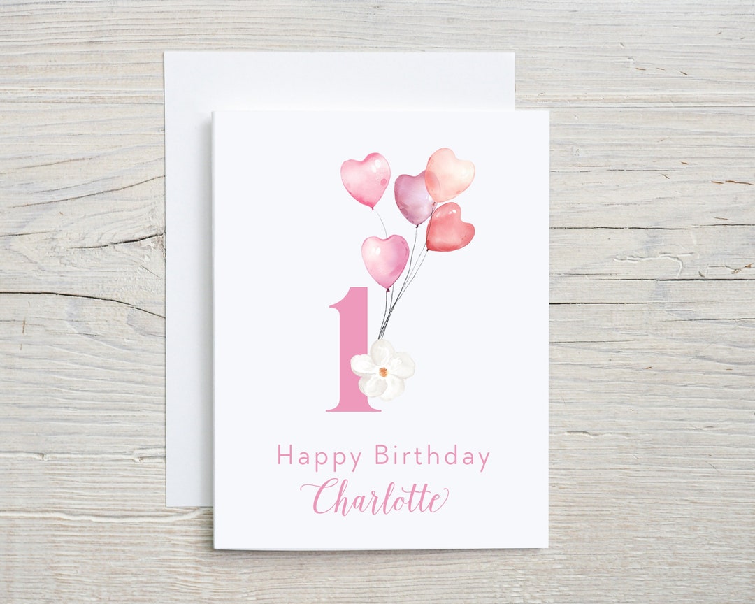 Baby Girl First Birthday Card, First Birthday Card, Custom Birthday ...