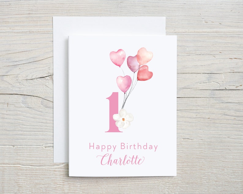 Baby Girl First Birthday Card, First Birthday Card, Custom Birthday ...