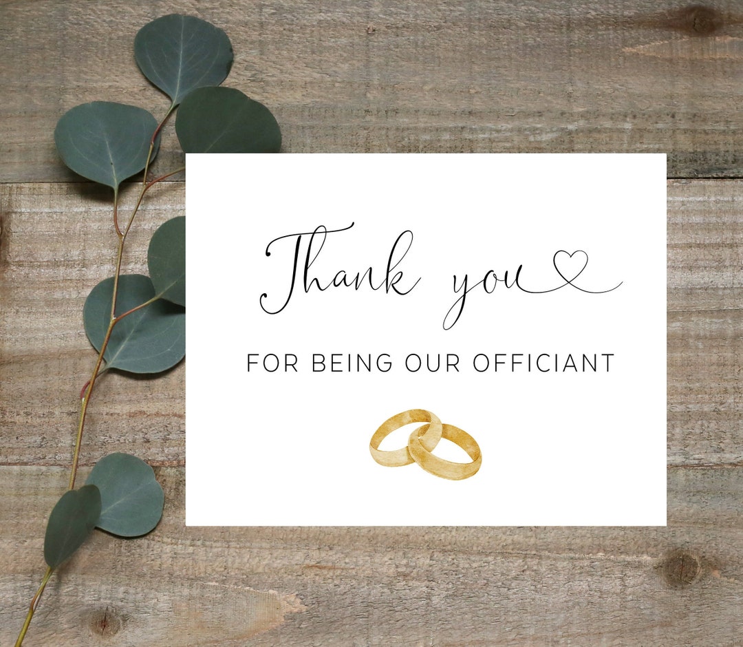 Thank You for Being Our Officiant Card, Thank You Card for Officiant ...
