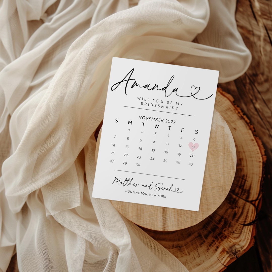 Bridesmaid Proposal Calendar Card: Save the Date Gift - Etsy