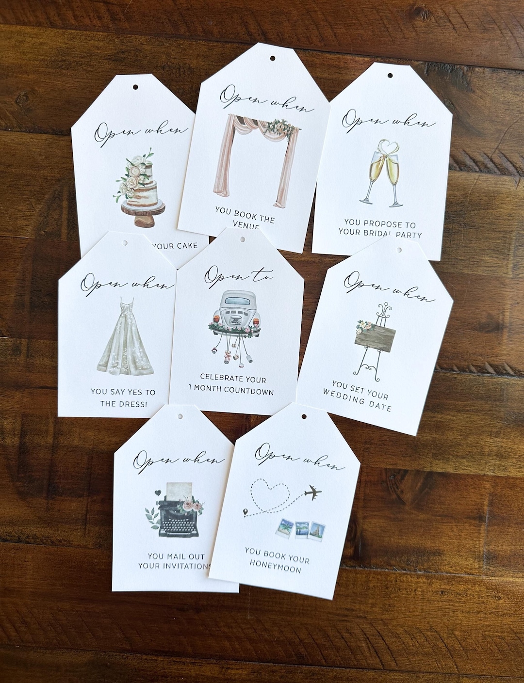 Wedding Planning Milestones, Engagement Gift, Watercolor Wine Tags ...
