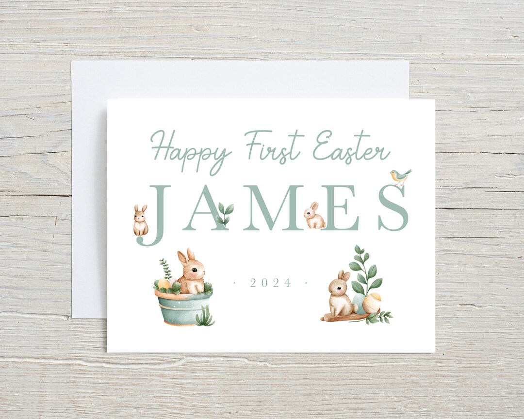 First Easter Card, for Baby Boy, Boys Easter Card, Cute Easter Bunny ...