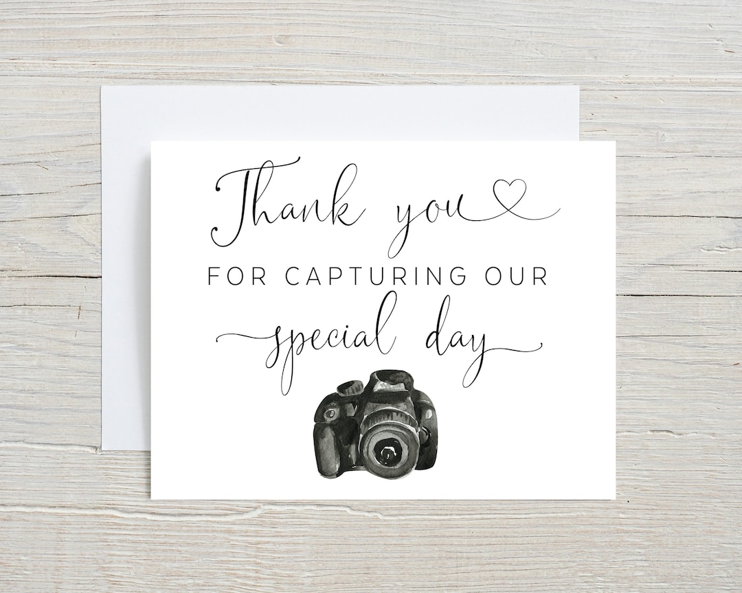 Thank You for Capturing Our Special Day, Wedding Photographer Thank You Card, Camera Thank You ...