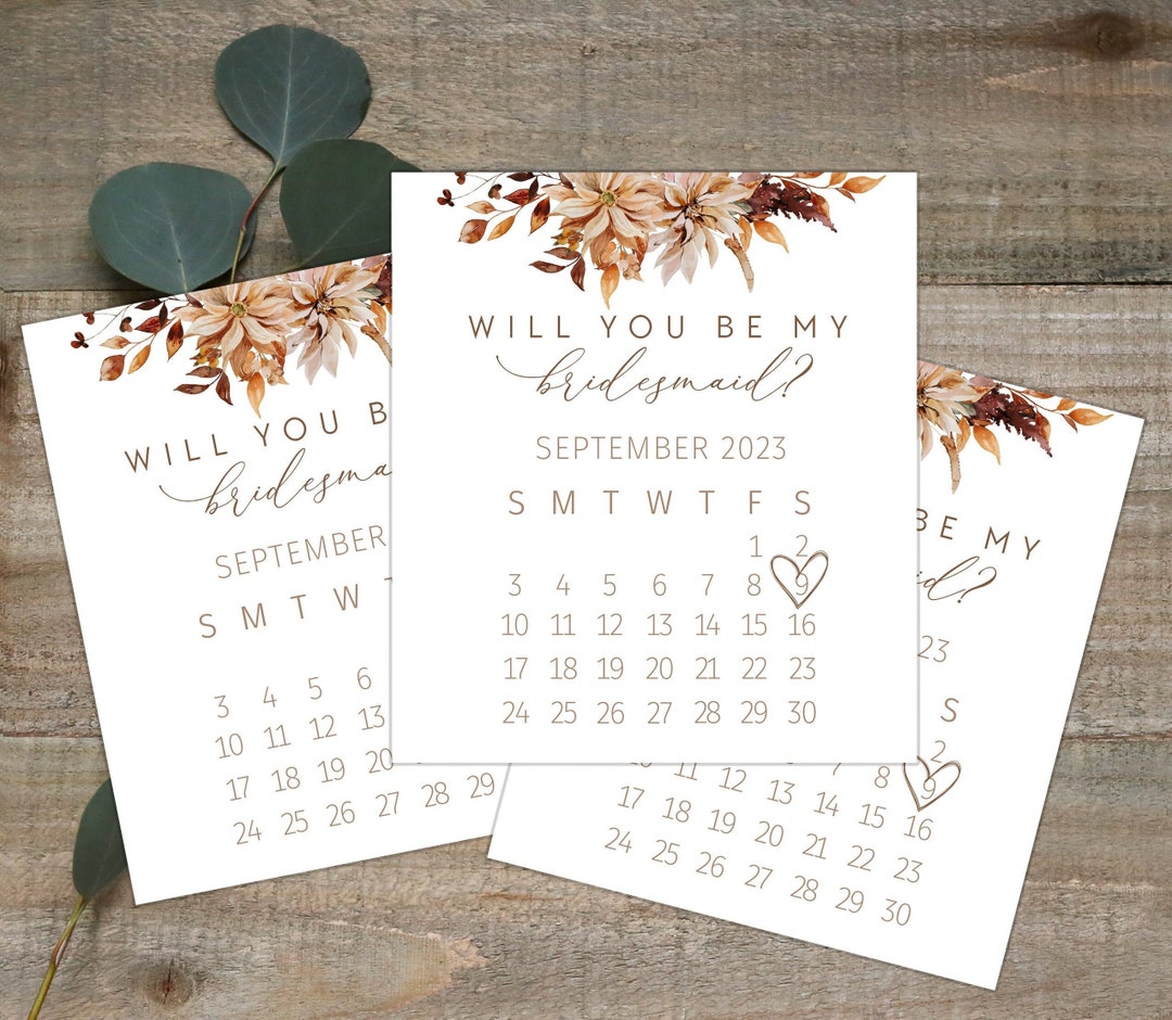 Bridesmaid Proposal Calendar: Rustic Floral Save the Date - Etsy