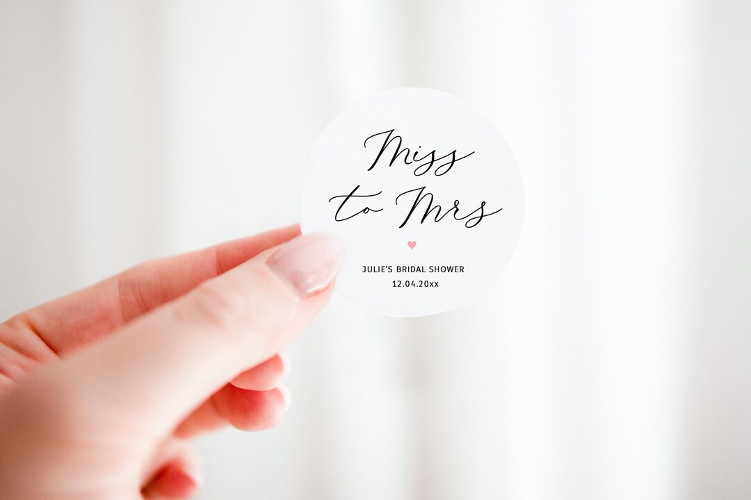 Miss to Mrs Clear Stickers, Labels for Bridal Shower, Circle Sticker ...