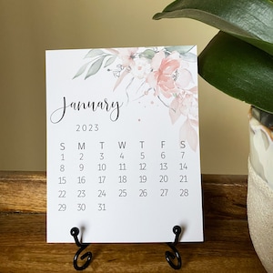 2026 Rose Desk Calendar With Wood Stand: Floral Monthly Calendar 5X7 - Etsy