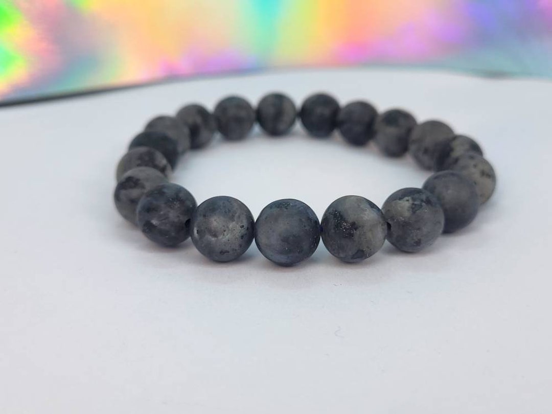 Natural Black Spectrolite Bracelet 10 Mm Beads - Etsy