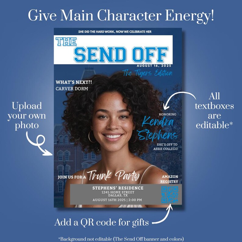 Magazine Style Graduation Invitation: College Send off Party (canva ...