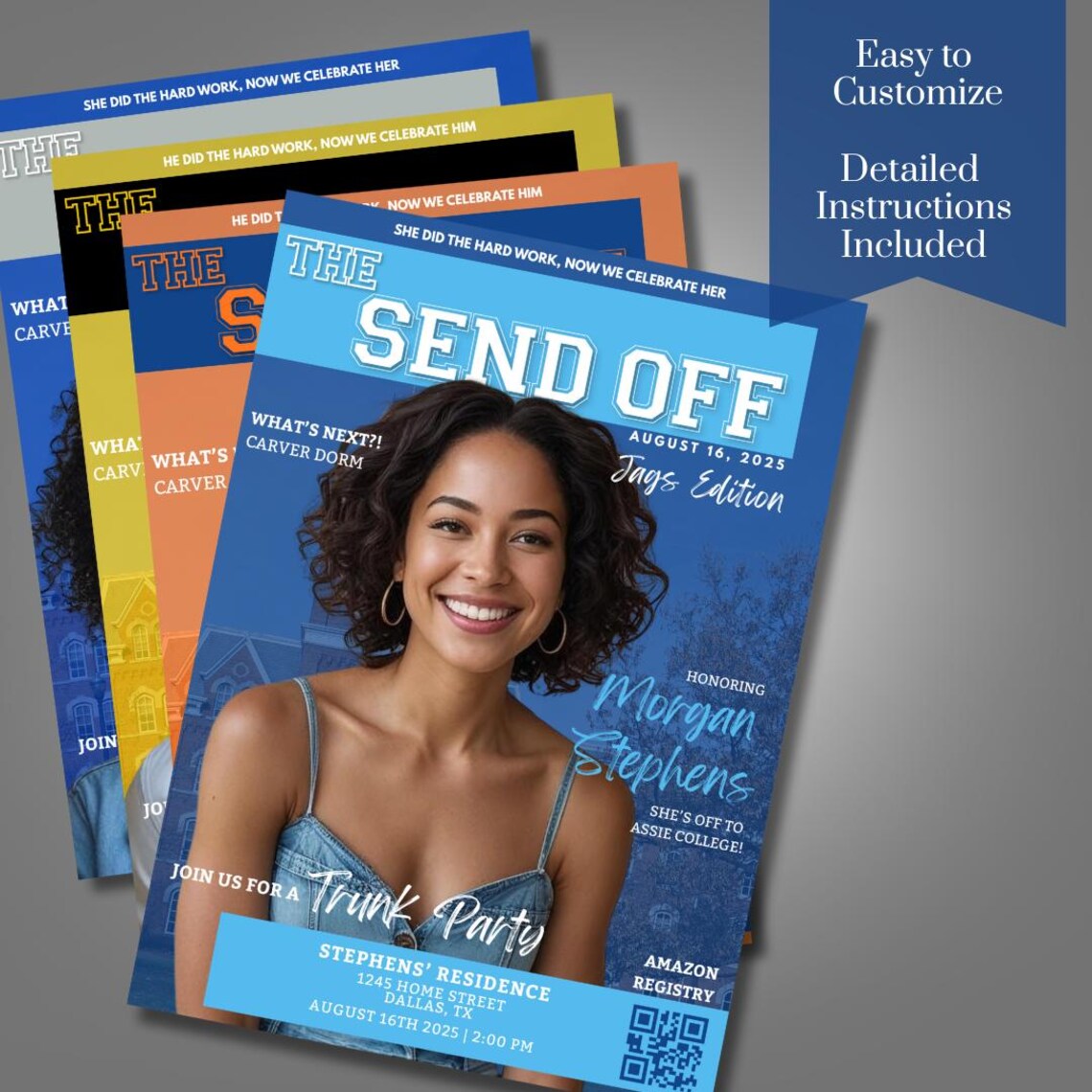 Magazine Style College Send off Party Invitation: Canva Template ...