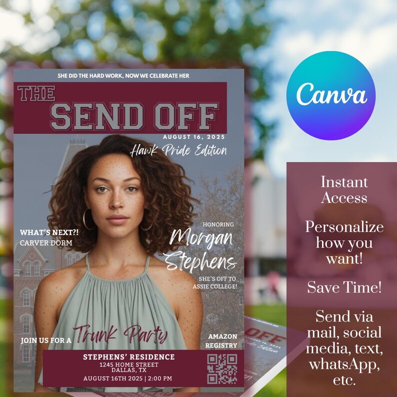 Magazine Style Graduation Invitation: College Send off Party (canva ...