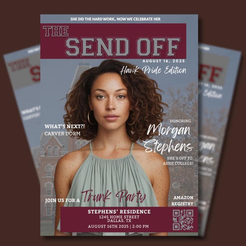 Magazine Style Graduation Invitation: College Send off Party (canva ...