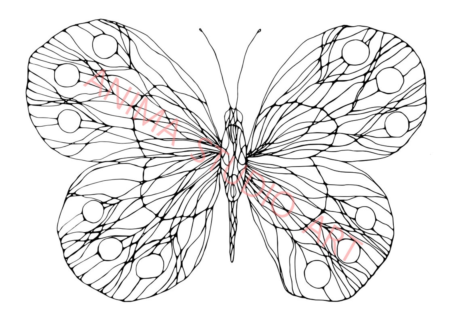 Abstract Butterflies Vol.1, 4 Coloring Pages, B&w + Gray, A4 Landscape ...