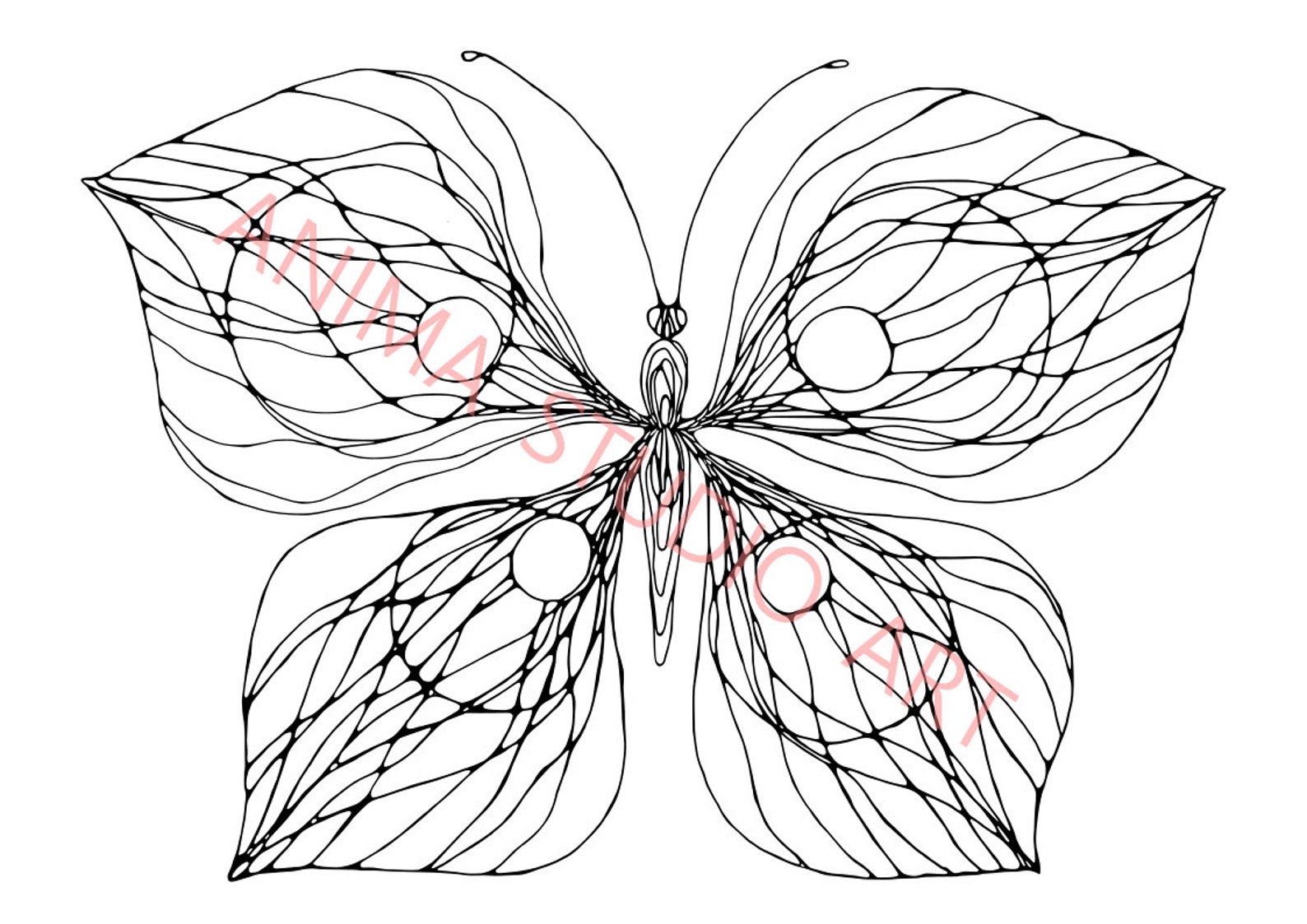 Abstract Butterflies Vol.1, 4 Coloring Pages, B&w + Gray, A4 Landscape ...