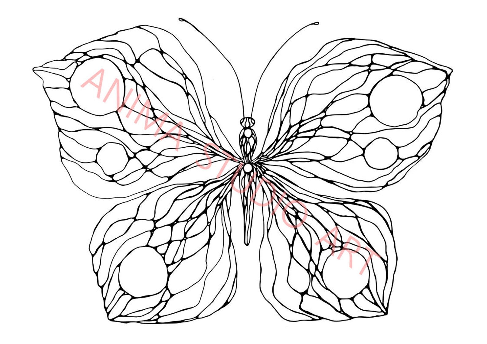 Abstract Butterflies Vol.1, 4 Coloring Pages, B&w + Gray, A4 Landscape ...
