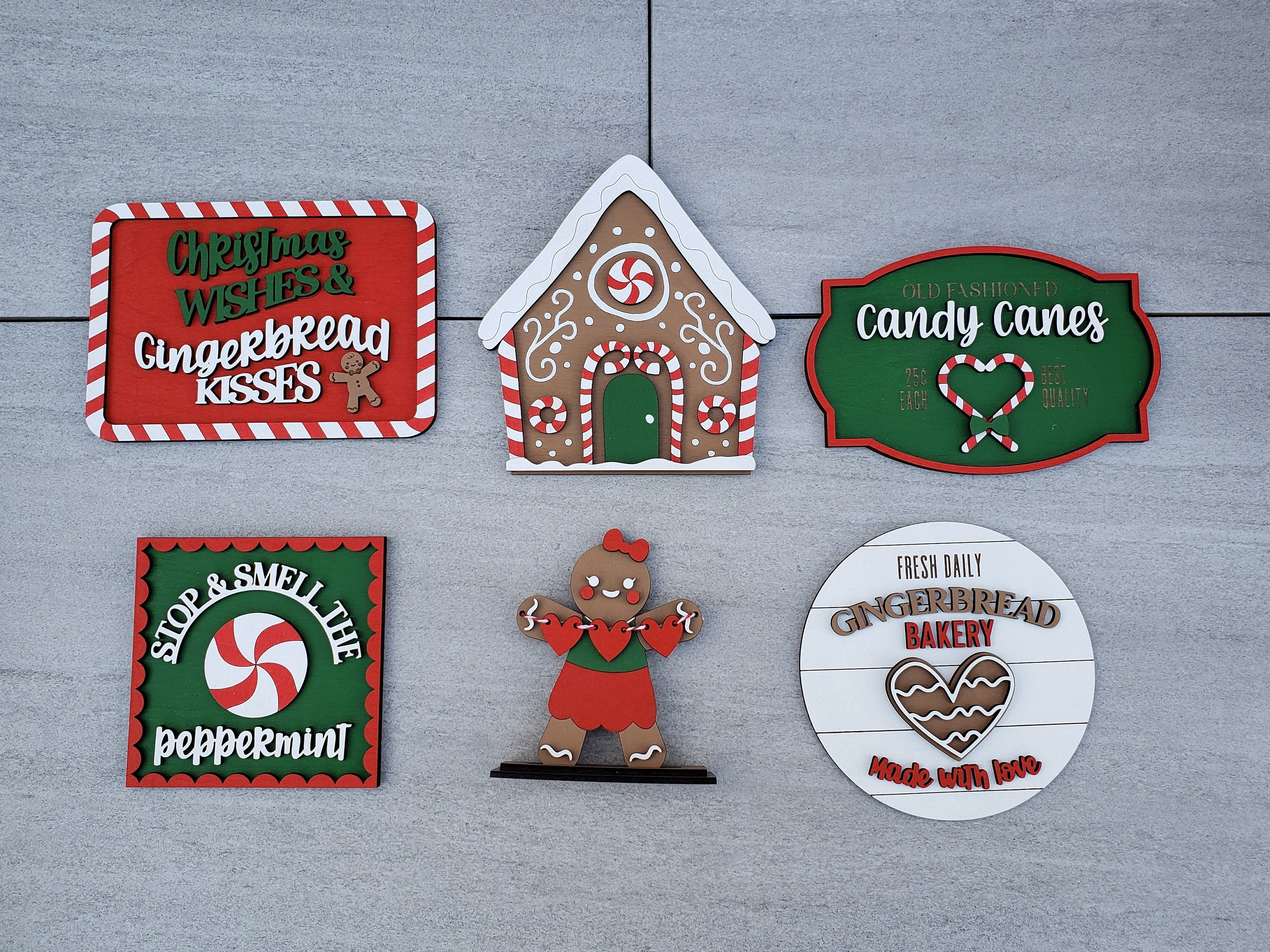 Gingerbread Tiered Tray Set, Winter Home Decor, Wooden Christmas ...
