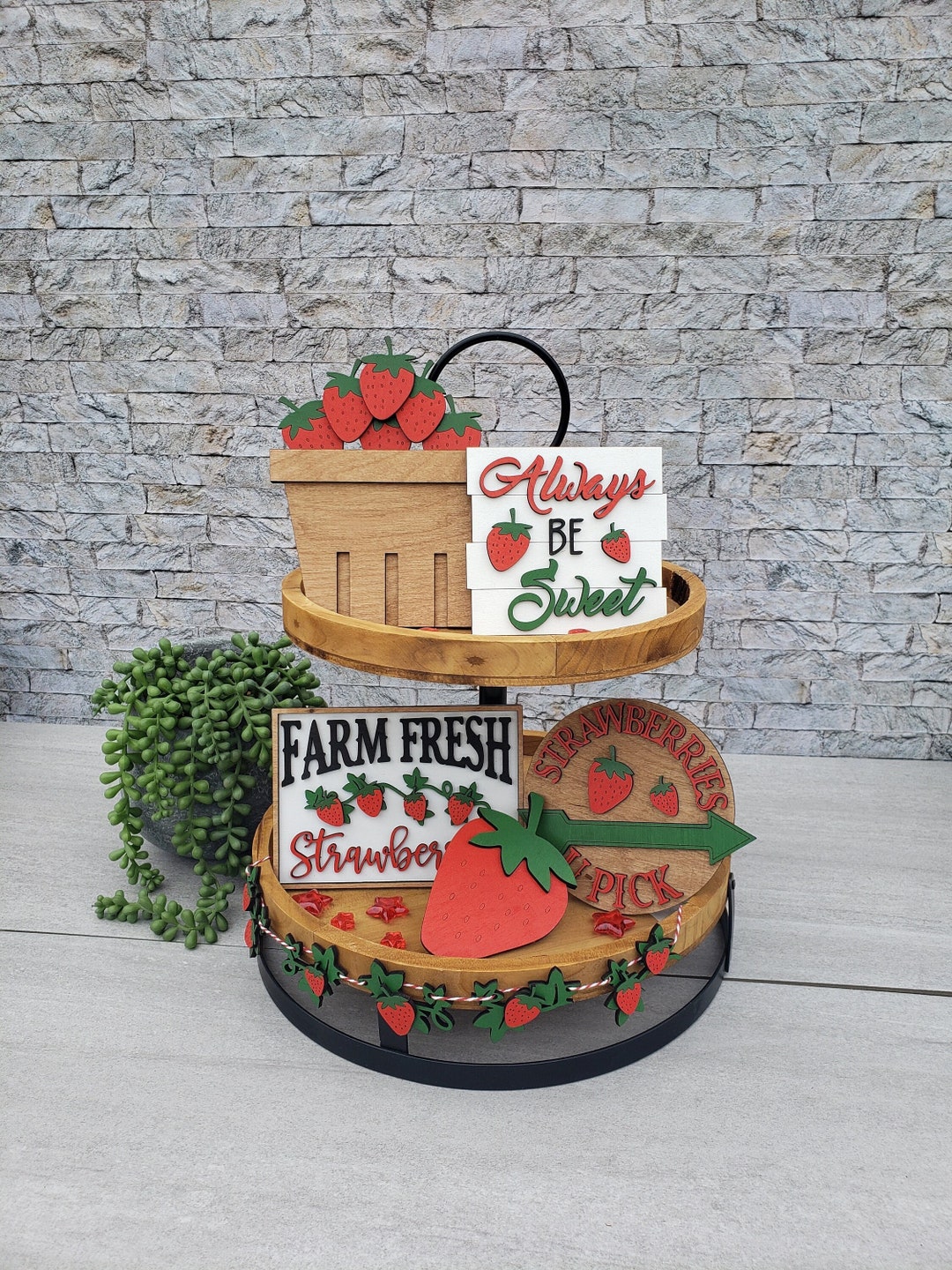 Strawberry Tiered Tray Decor, Decorations for Strawberry Themed Tiered ...