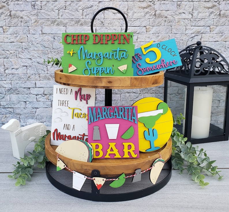 Margarita Tiered Tray, Taco Bar Kitchen Display, Taco Home Decor ...