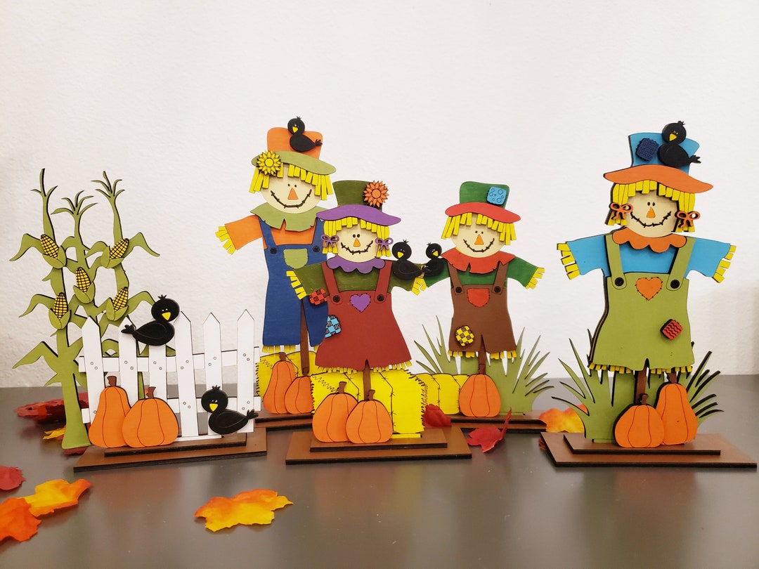 Standing Scarecrow Family, Fall Tiered Tray Decor, Thanksgiving Decor ...