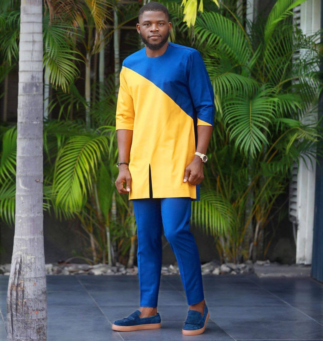 Blue African Wear, African Men's Clothing, African Men's Suit, African ...