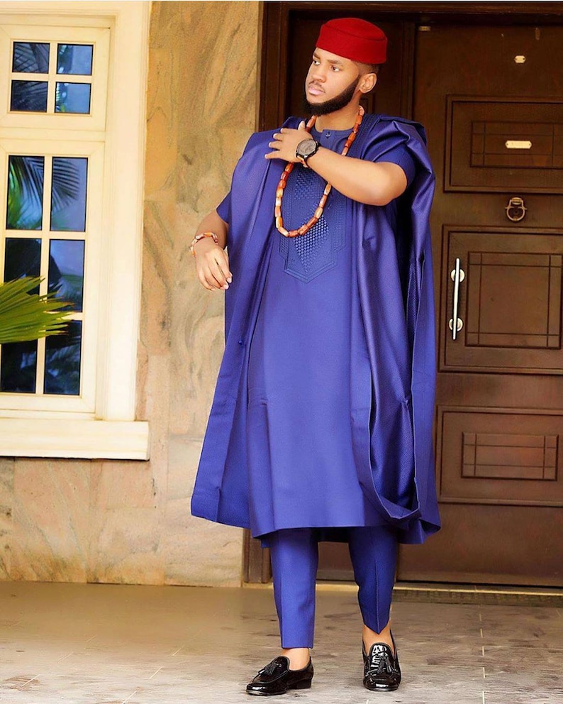Blue AGBADA, African AGBADA, AGBADA for Men, African Wedding Suit ...