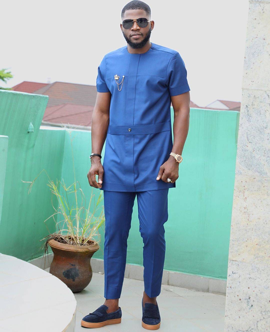 Blue African Wear, African Men's Clothing, African Wedding Suit ...